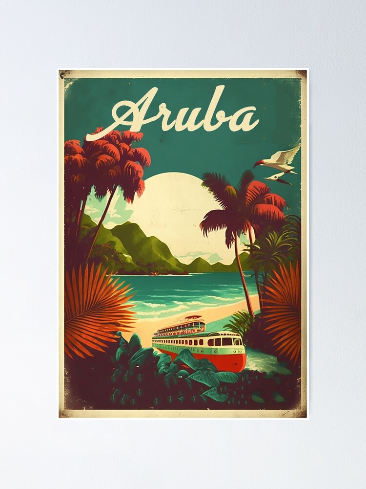"Aruba Caribbean Vintage Travel Art Poster" Poster for Sale by ...