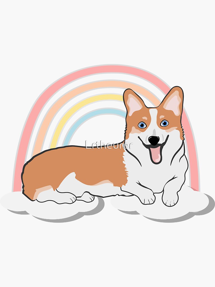 "Corgi Clouds and Rainbows" Sticker for Sale by Lrtheurer | Redbubble