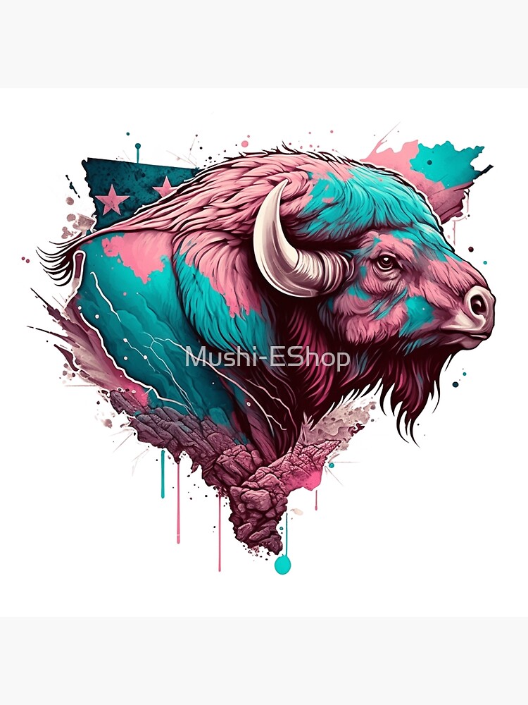 "American Bison - NA Continent (Pink)" Art Board Print for Sale by ...