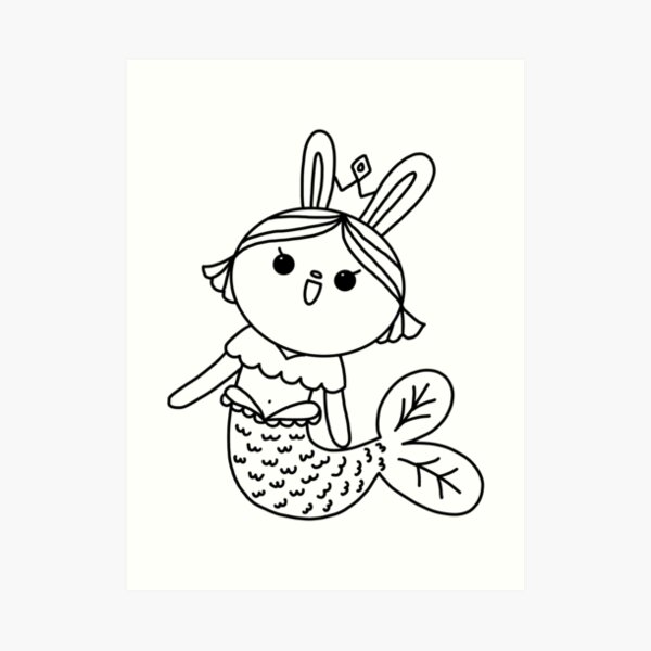 "diy mermaid coloring : rabbit mermaid for painting activity at home ...