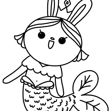 "diy mermaid coloring : rabbit mermaid for painting activity at home ...