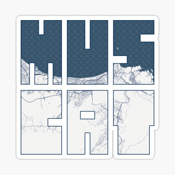 "Muscat City Map of Oman - Coastal" Sticker for Sale by deMAP | Redbubble