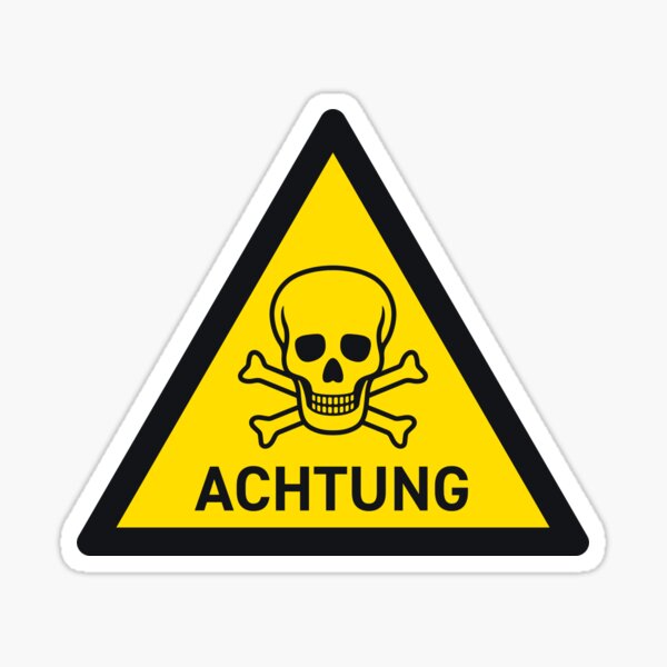 "Danger German Safety Warning Sign Triangle With Text Yellow" Sticker ...