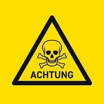 "Danger German Safety Warning Sign Triangle With Text Yellow" Sticker ...