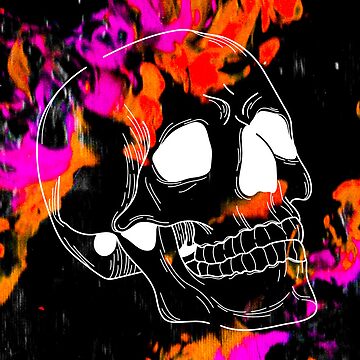 "Skull Trippy Rave EDM Goth Paint Splatter Fluid Art Unisex Mixed Media ...