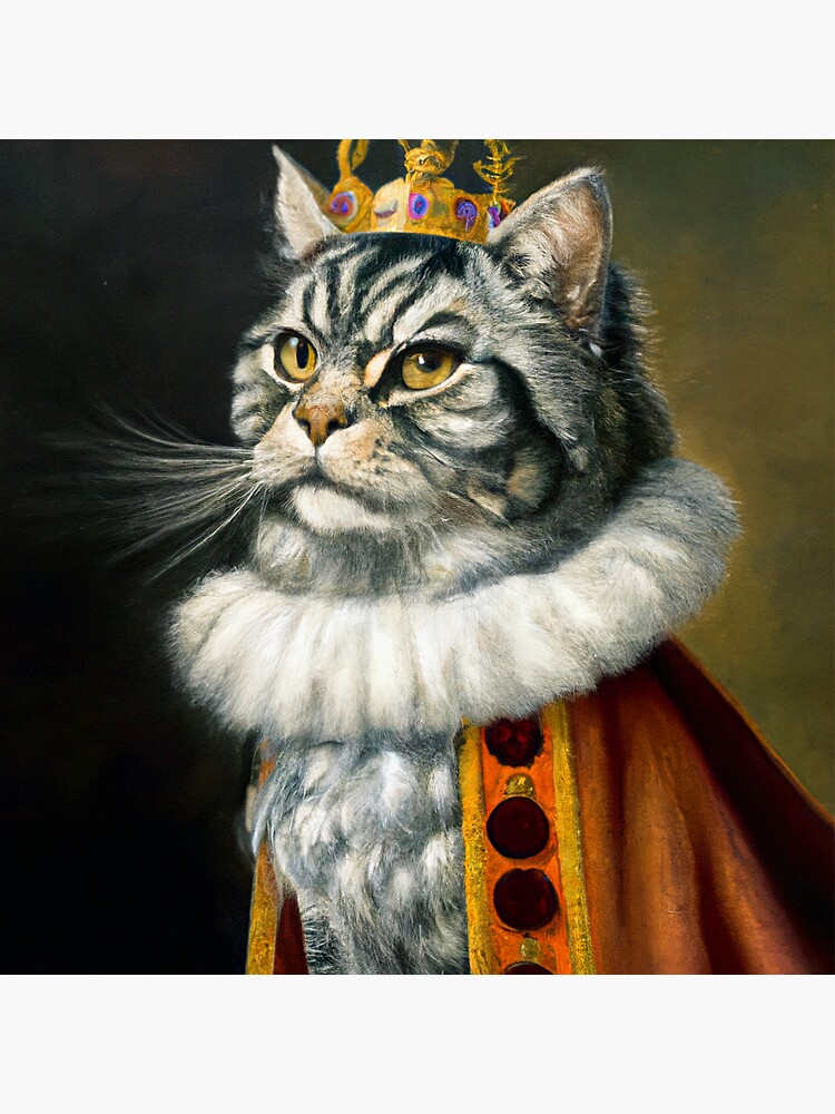 "cat king portrait" Sticker for Sale by CupPainting | Redbubble
