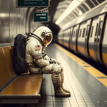 "Sad astronaut in the subway" Sticker by NextVisionAI | Redbubble
