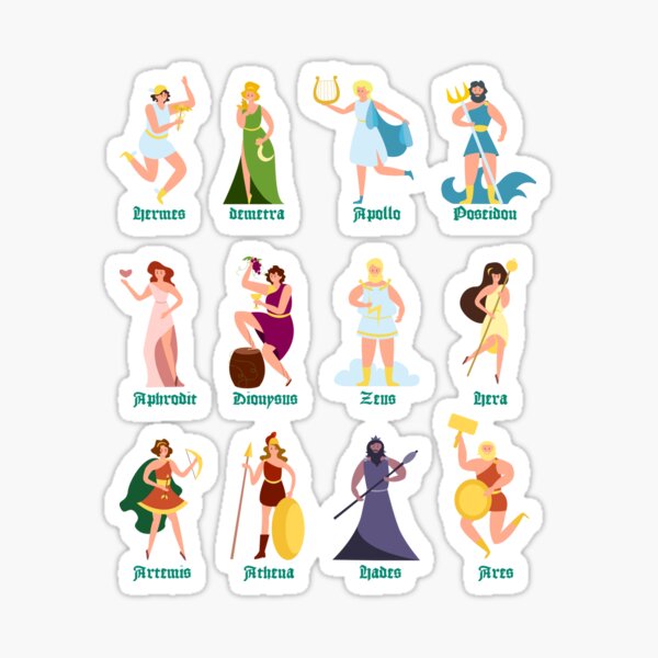 "Ancient greek gods and goddess | pack of 12" Sticker for Sale by Deco ...