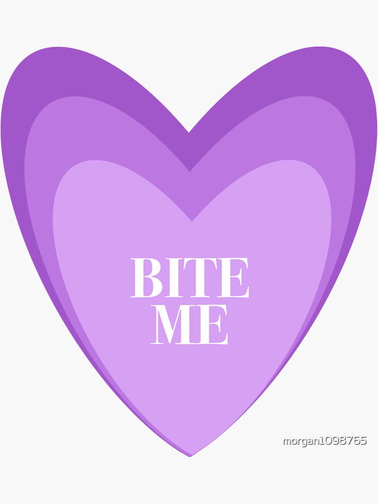 "Bite Me Purple Hearts" Sticker for Sale by morgan1098765 | Redbubble