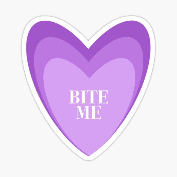 "Bite Me Purple Hearts" Sticker for Sale by morgan1098765 | Redbubble