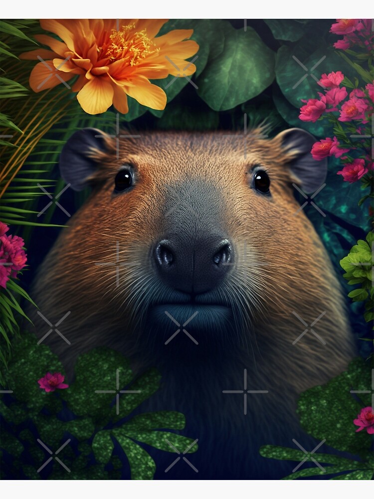 Tropical Jungle Animal Capybara Face Wall Art - Safari Themed Decor ...