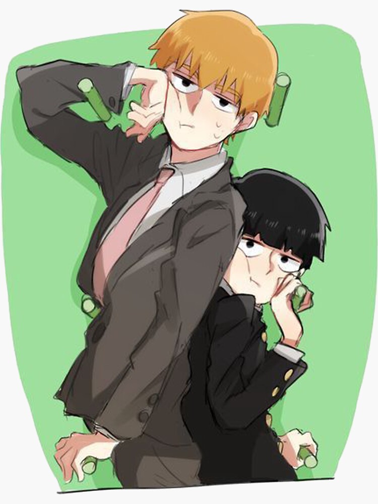 "Mob psycho 100 pictured with his friend" Sticker for Sale by FitFisher ...