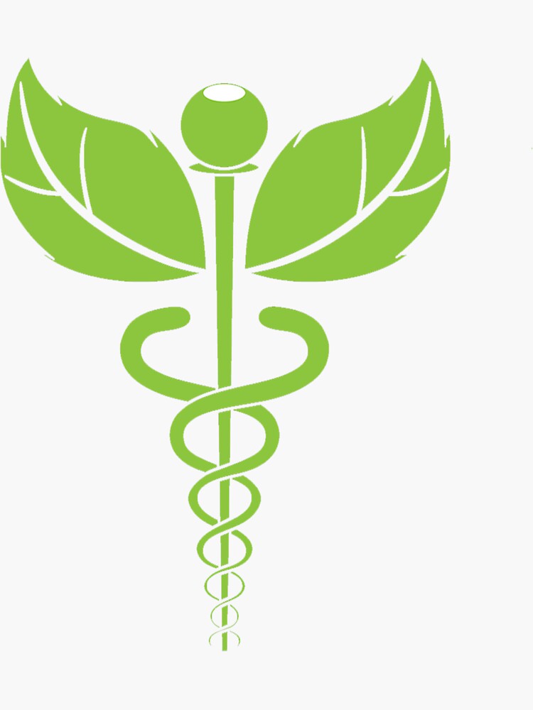 "Green Leaf Caduceus For Natural Doctor" Sticker for Sale by ...