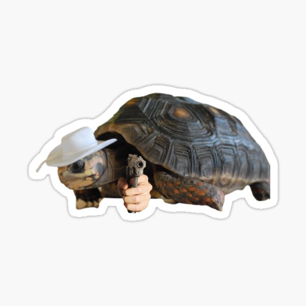 "Cowboy Turtle Meme with gun" Sticker for Sale by redakhatib | Redbubble