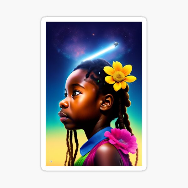 "Beautiful Black Girl with Floral Rastafarian Hair" Sticker for Sale by ...