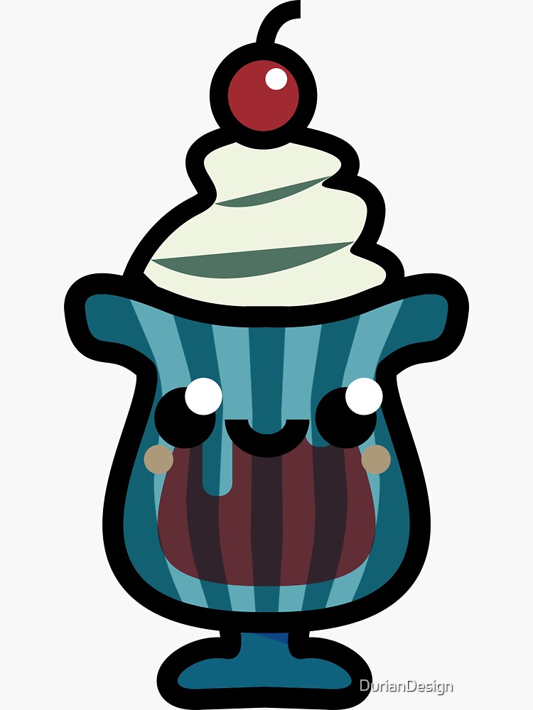 "Cute Ice Cream Sundae Kawaii" Sticker for Sale by DurianDesign | Redbubble