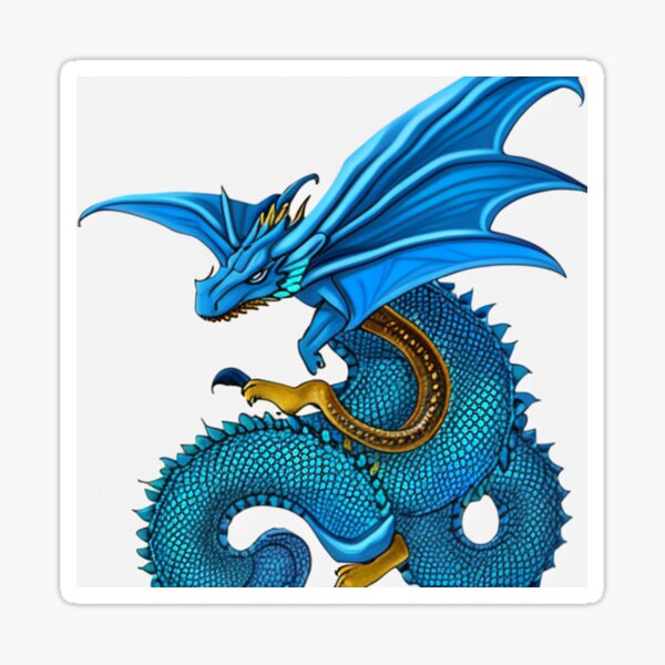 Blue Asian Dragon Winged Chinese Dragon Sticker For Sale By