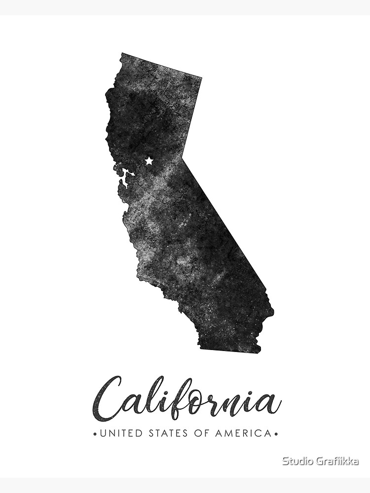 "California State Map Art - Grunge Silhouette" Greeting Card for Sale ...