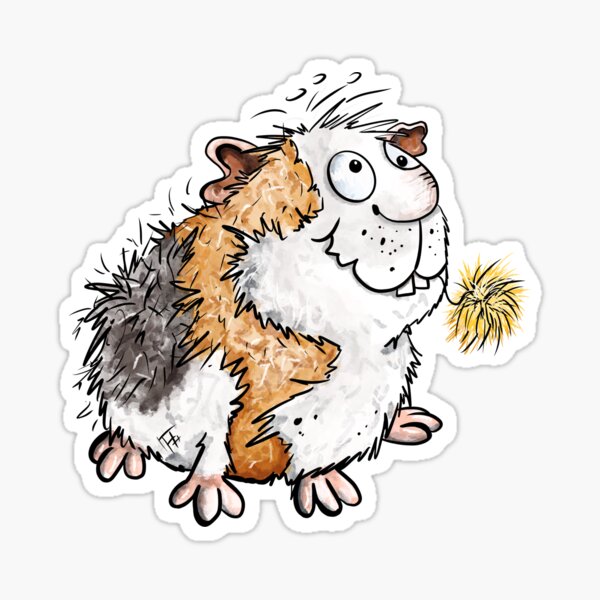 "Funny Guinea Pig Gnaws Dandelion" Sticker by modartis | Redbubble