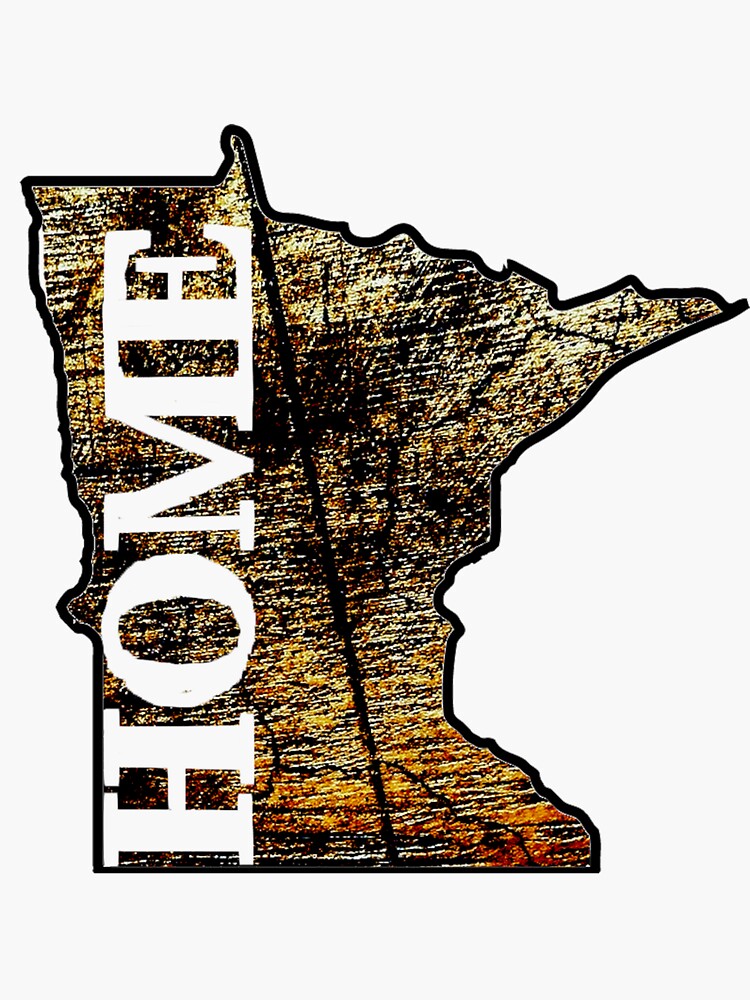 "Minnesota Wood Grain HOME Map" Sticker for Sale by royalblewitup ...
