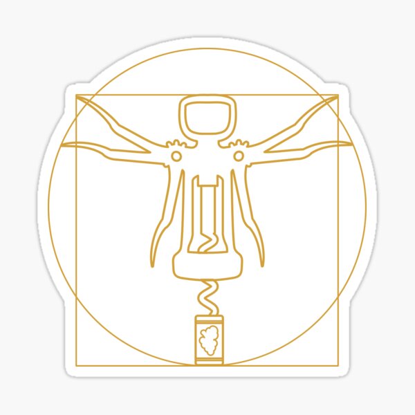 "Da Vinci's Vitruvian Man Wine Corkscrew" Sticker for Sale by ...