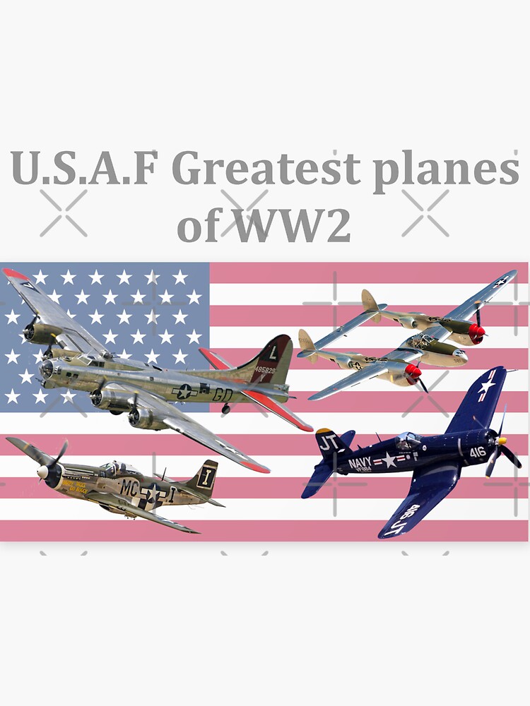 "USAF greatest planes of WW2" Sticker for Sale by Digitalfred | Redbubble