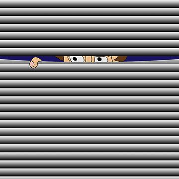 "Nosy neighbor man at blinds cartoon whimsy" Sticker for Sale by ...