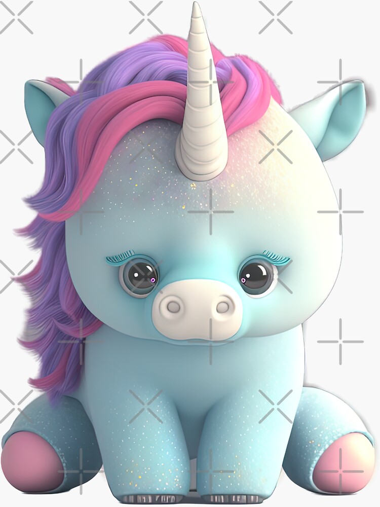 "Cute Sky Blue Unicorn " Sticker for Sale by Juliascutecornr | Redbubble
