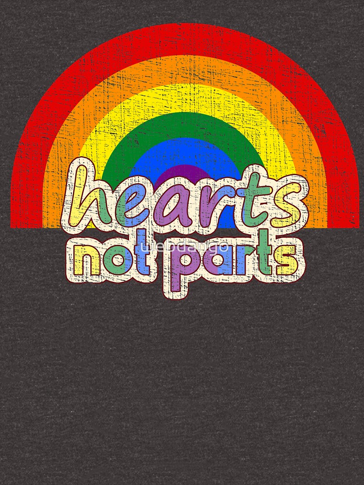 "Hearts Not Parts Gay Pride Rainbow Graphic" T-shirt by webdango ...