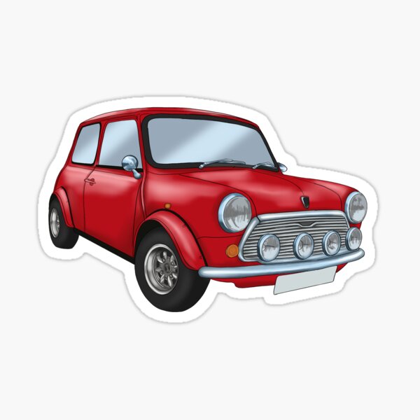 "Classic Mini in Red" Sticker for Sale by Wtf-erin | Redbubble