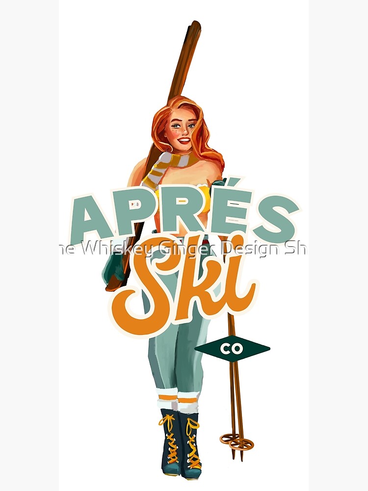 Apres Ski Bunny: Vintage Pinup Redhead Skiing Premium Matte Vertical ...