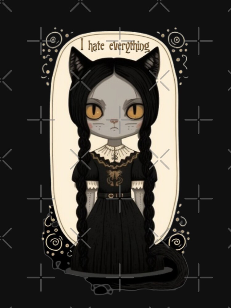 "Wednesday Addams Cat Hate Everything" T-shirt for Sale by ...