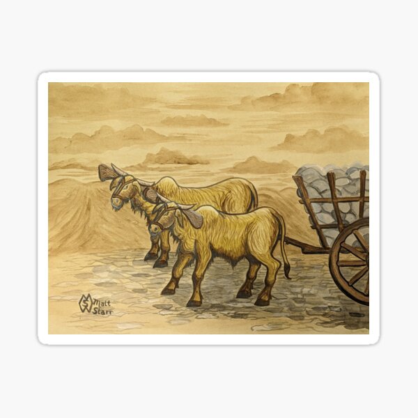 "Yoke of oxen pulling a load " Sticker for Sale by mattstarr | Redbubble