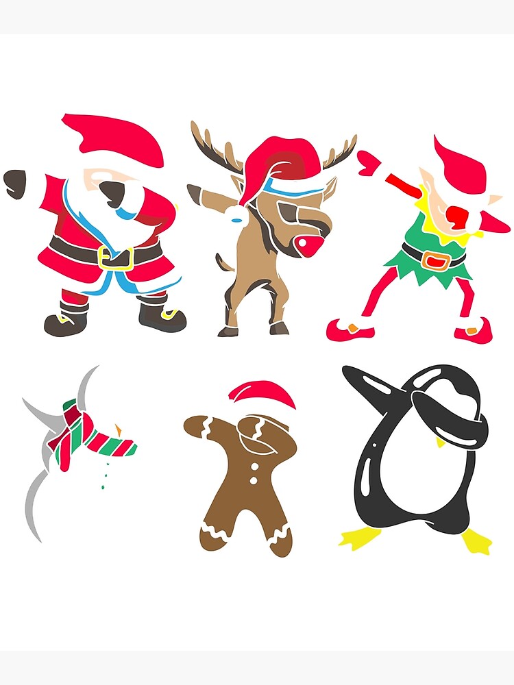 "Dabbing Santa Dab reindeer elf snowman gingerbread man penguin ...