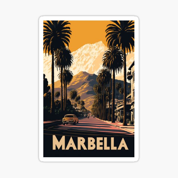 "Marbella Spain Vintage Travel Poster" Sticker for Sale by tierratour ...