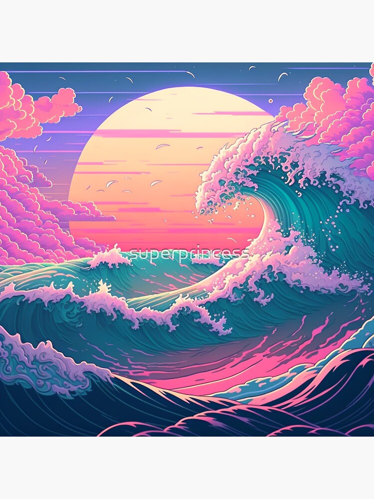 "Vaporwave Sunrise on the Ocean Waves" Sticker for Sale by ...
