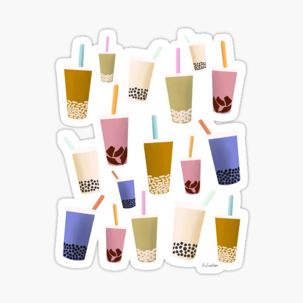 "Boba Party " Sticker for Sale by Katya-Vasiliev | Redbubble