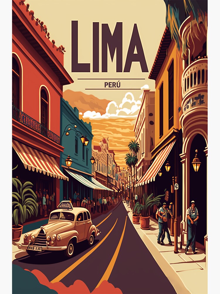 "Lima Peru Vintage Travel Poster" Sticker for Sale by tierratour ...