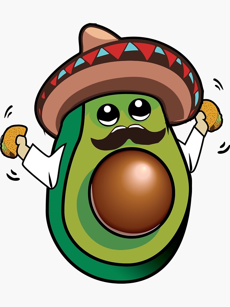 "Avocado Man with Taco Marakas" Sticker for Sale by K P | Redbubble