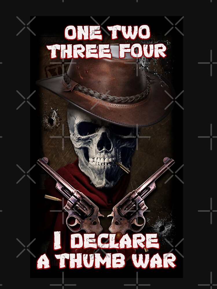 "Epic Skull Man Declares Thumb War" T-shirt for Sale by CandyAcid ...