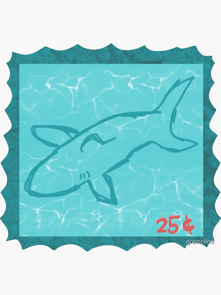 "Shark stamp" Sticker for Sale by gremoline | Redbubble