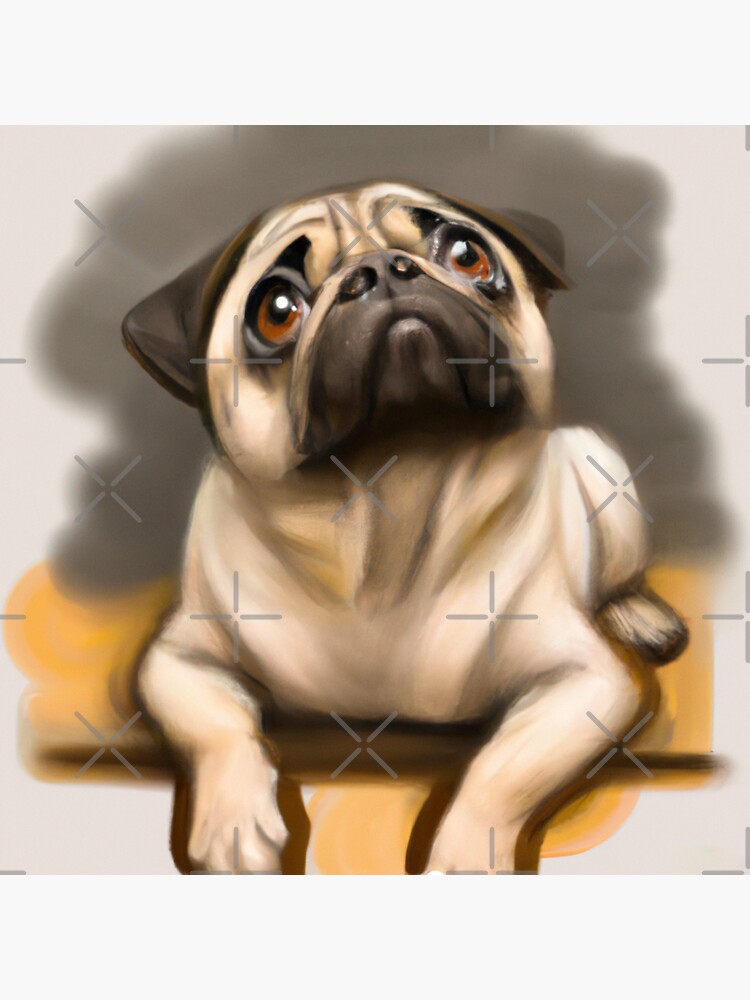 "Pug Thinking, Oil Painting" Sticker for Sale by Color-Me-Blue | Redbubble