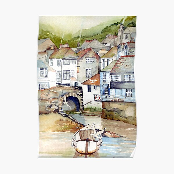 "Low Tide Polperro" Poster for Sale by Valspayne | Redbubble