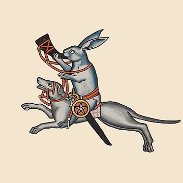 "Medieval Rabbit riding a hound" Sticker for Sale by ebrawne | Redbubble