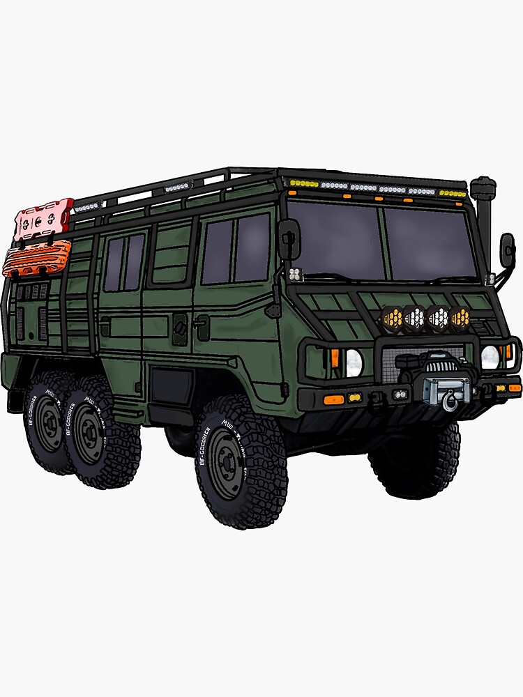 "Pinzgauer 6x6 overland build" Sticker for Sale by Arseman69 | Redbubble