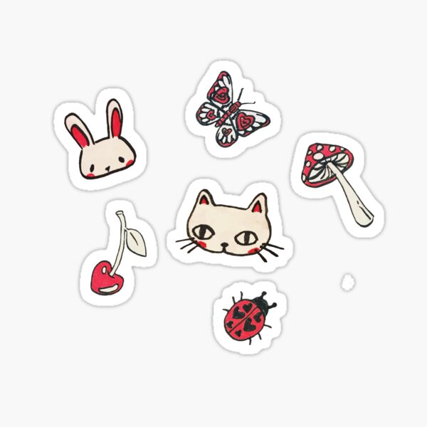 "cute red themed set" Sticker for Sale by toadstoolfrog | Redbubble