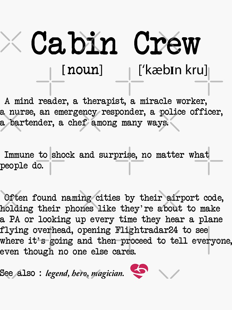 "Cabin Crew Definition - Funny Flight Attendant - Aviation Lover ...
