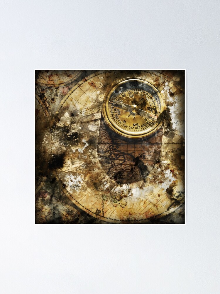 "Map With Compass" Poster by TortillaChief | Redbubble
