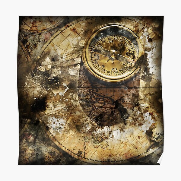 "Map With Compass" Poster by TortillaChief | Redbubble