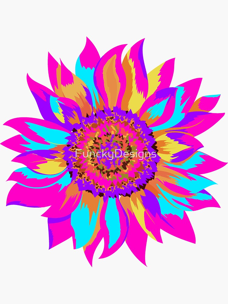 "Colorful Neon Pop Art Sunflower" Sticker for Sale by FunckyDesigns ...